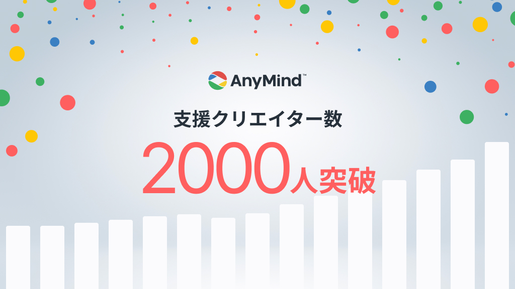 AnyMind Group、SNSコンテンツ企画・制作、海外展開、収益化などを支援しているクリエイター数が2,000人を突破